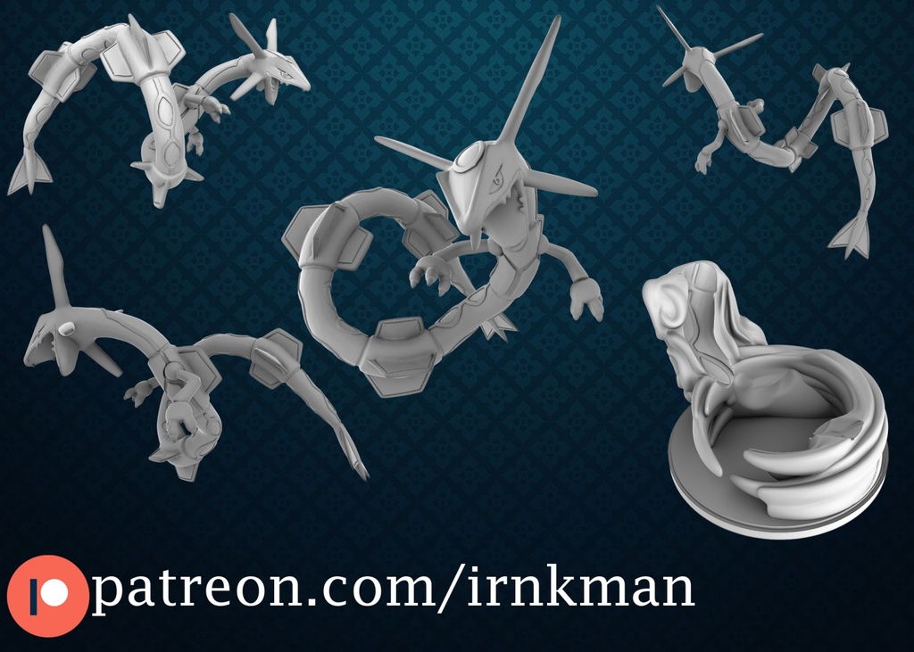 免费 STL 文件 Rayquaza (Pokemon 35mm Scale Series) with slot-in base 🐉 ・可下载 ...