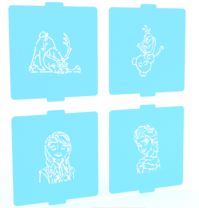 3D file Frozen stencil set of 4 for Coffee and Baking ☕・Design to ...