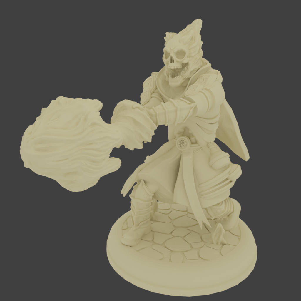 💀 Skeleton Mage with Fireball・Free STL File for ・Cults
