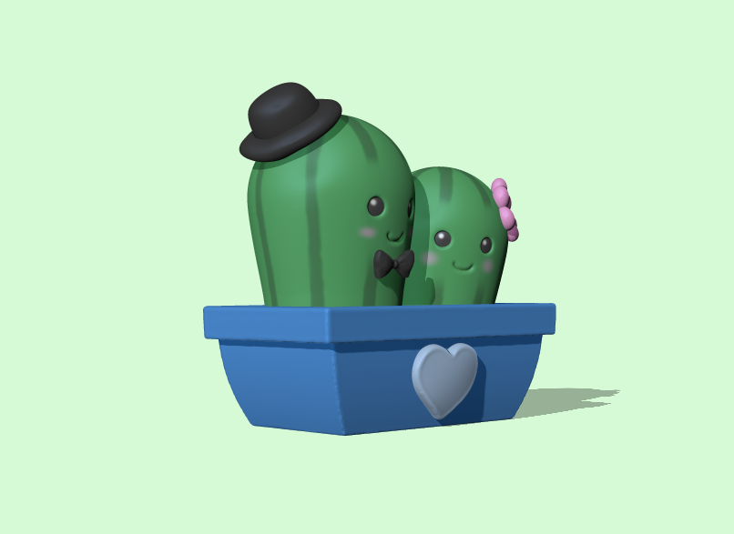 3D file Cute Cactus Couple - Valentine's Day 🌵 ・3D print object to ...