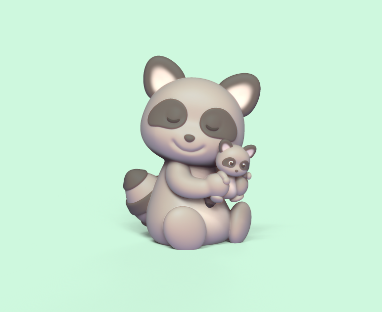 3D file Raccoon with Baby 🦝 ・3D printable design to download・Cults