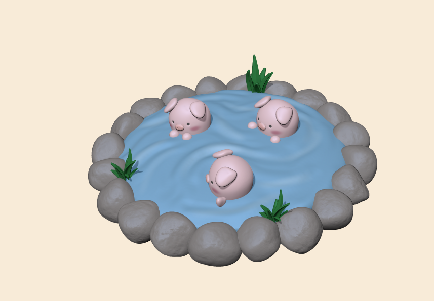 3D file Cute Pig Lake 🐖 ・3D printable model to download・Cults