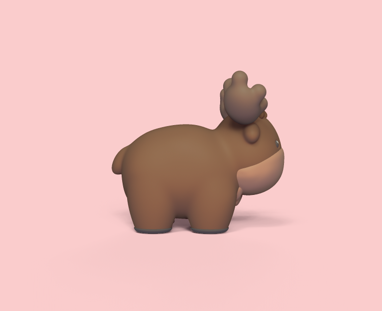 🗿 Cute Round Moose・ 3D File for ・Cults