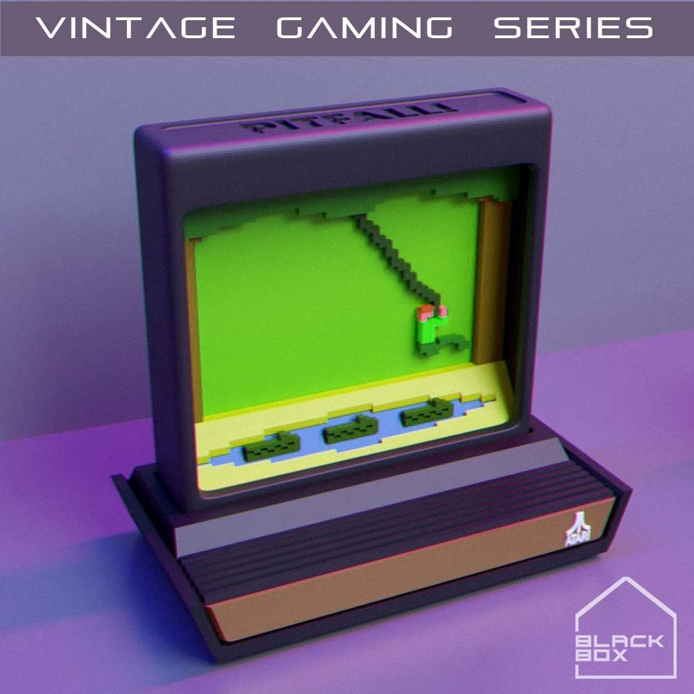 STL file Pitfall Diorama Atari 2600 with Key Holder 🔑・3D printing model to download・Cults