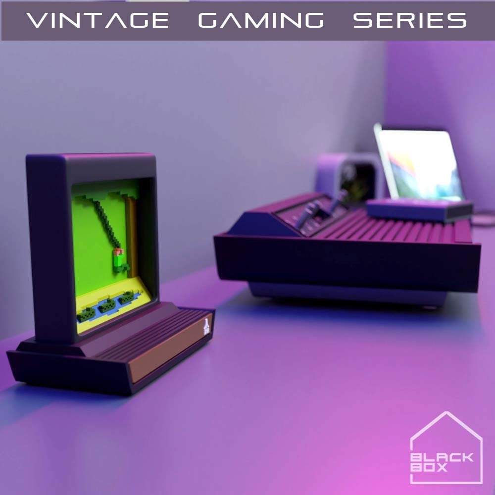 STL file Pitfall Diorama Atari 2600 with Key Holder 🔑・3D printing model to download・Cults