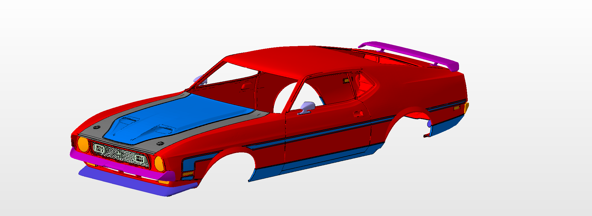 STL file ford mustang 1971 body shell for 1:10 rc car stl for 3d ...