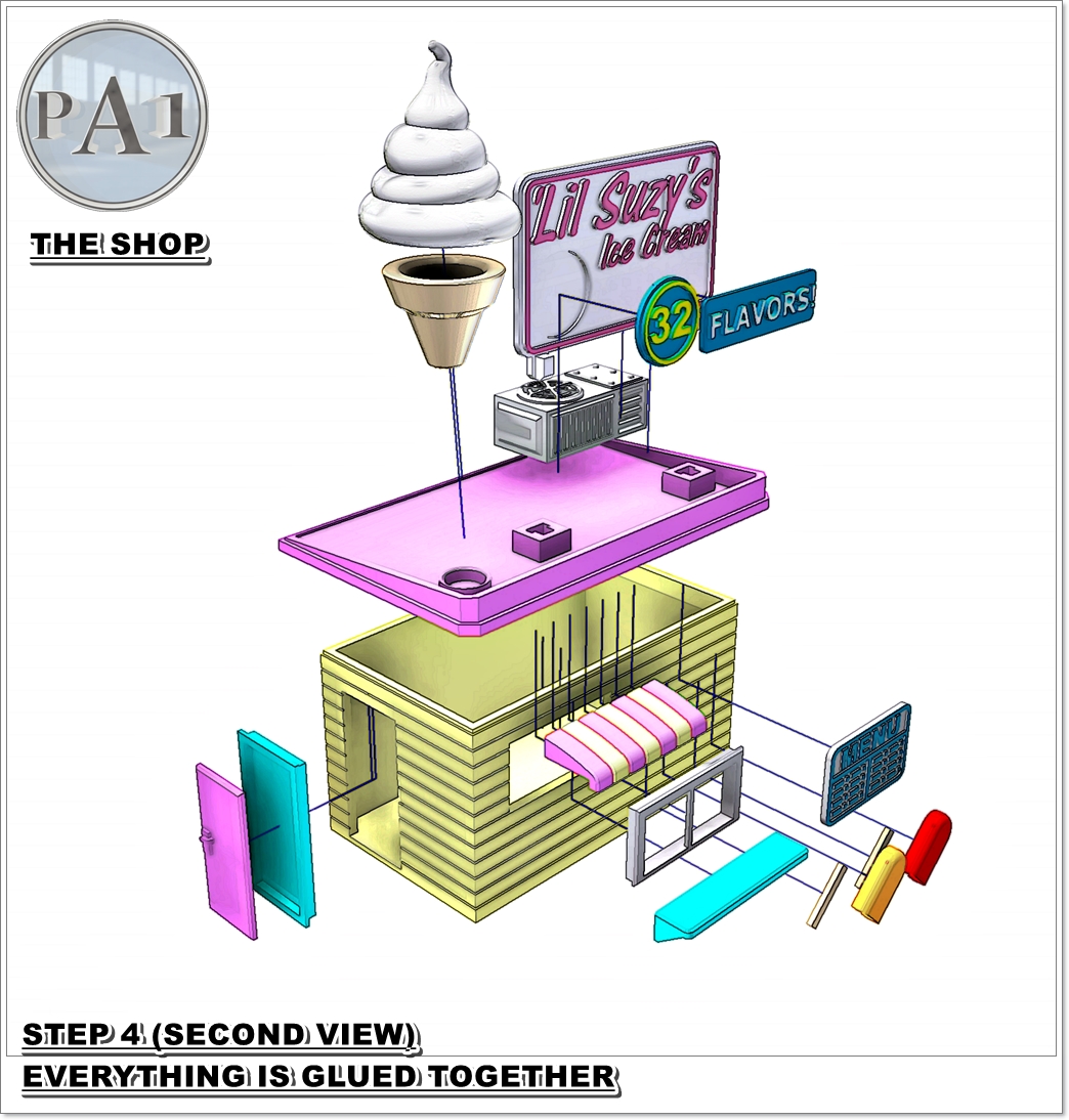 STL file Ice Cream Shop diorama for 1/64 scale diecasts (Hot Wheels ...