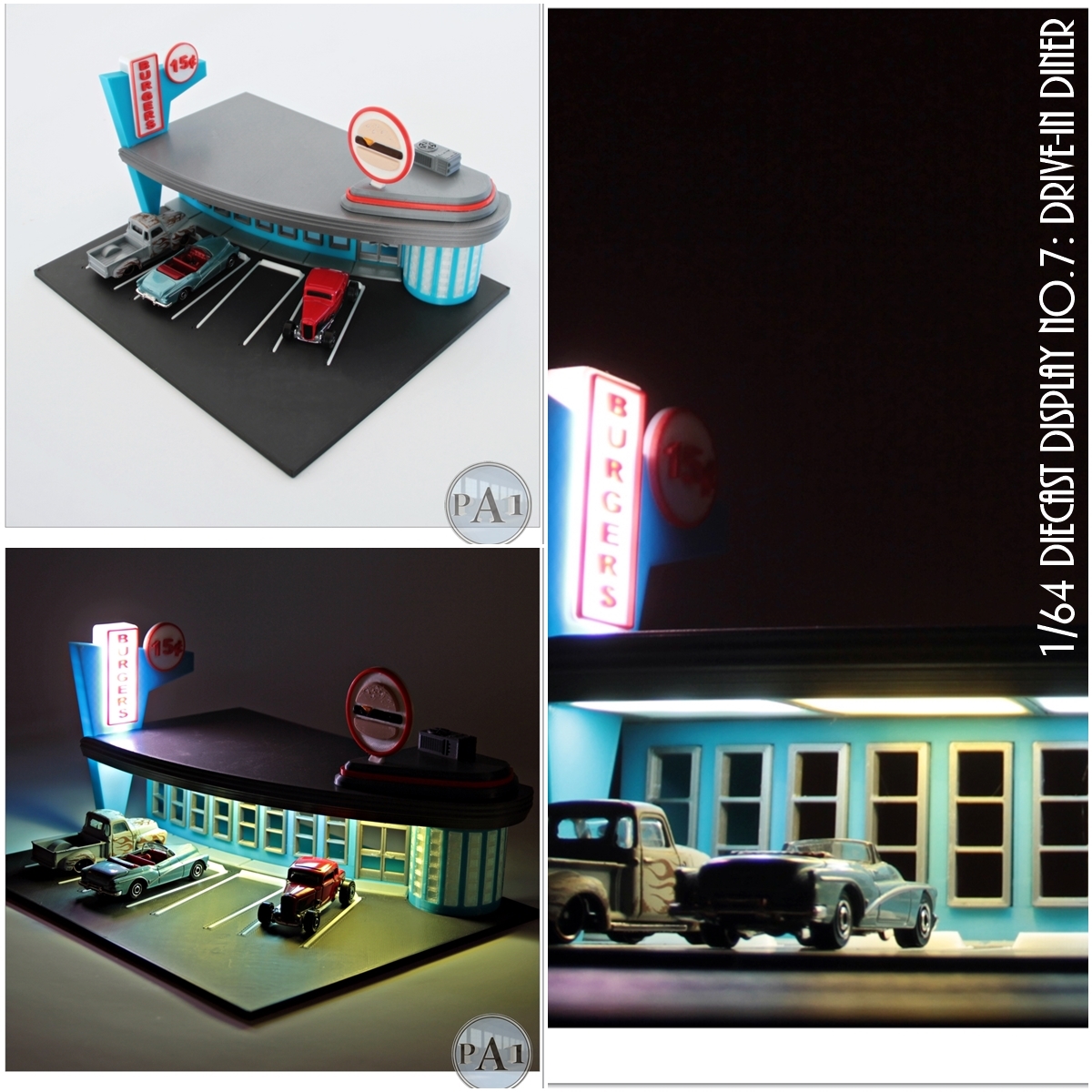 STL file 60's Drive-in diner diorama for Hot Wheels / diecasts 1:64 🥵 ...