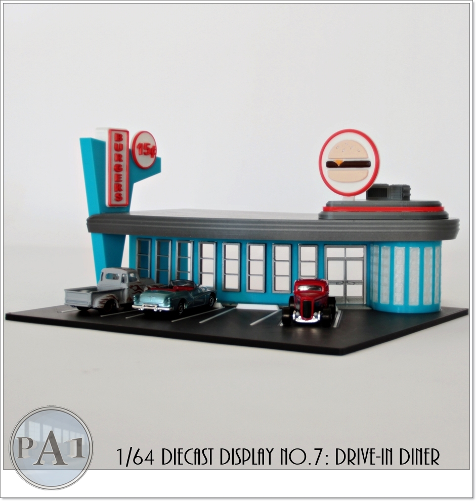STL file 60's Drive-in diner diorama for Hot Wheels / diecasts 1:64 🥵 ...