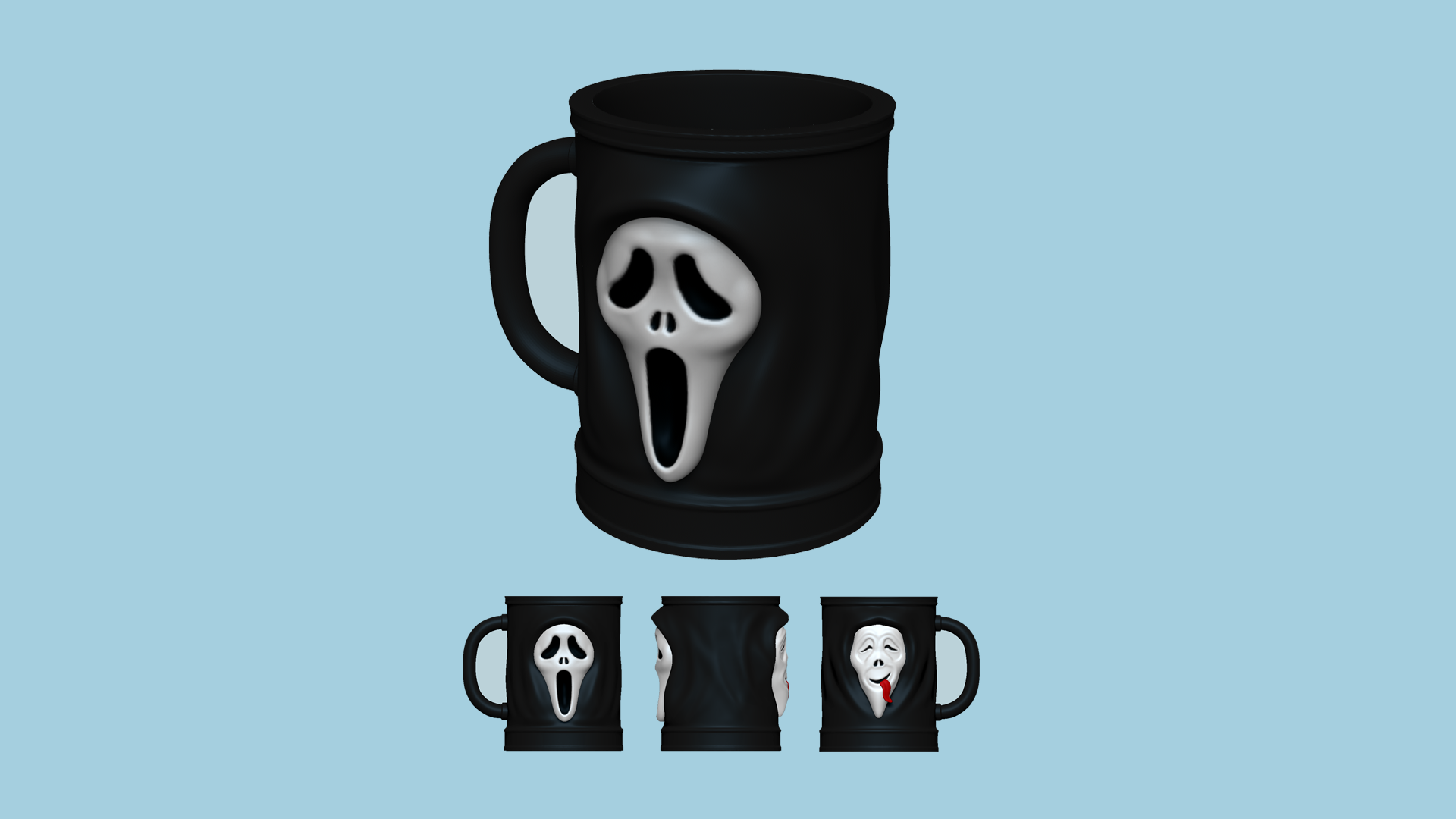 ☕ Ghostface - Funny Double Face Scream MUG STL・ STL File for ・Cults
