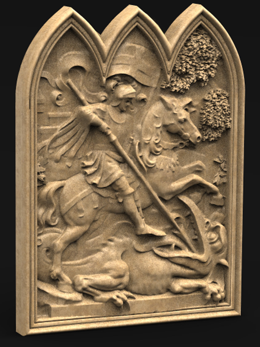 🗿 Saint George 3D Relief・Free 3D File for ・Cults