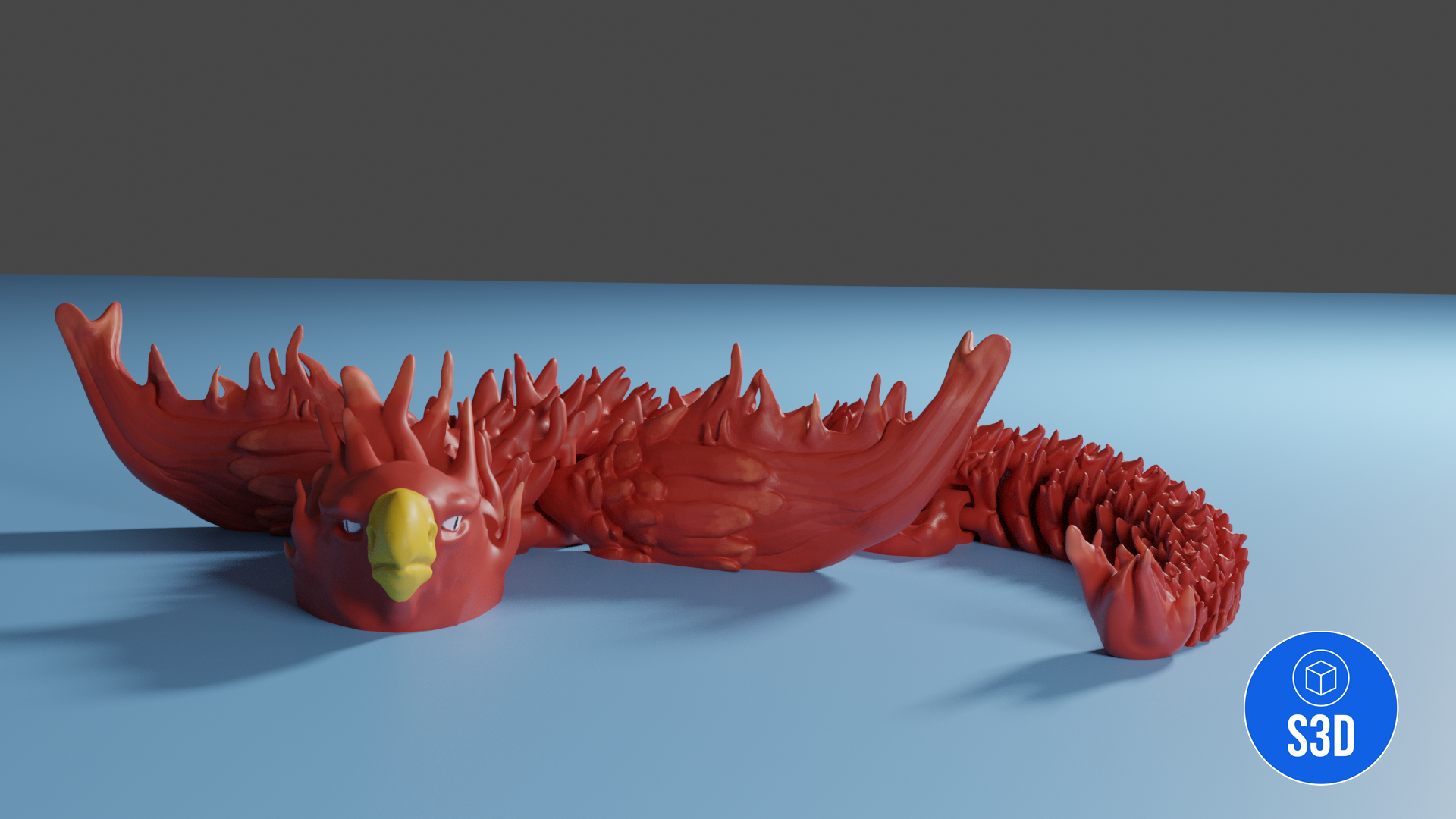 🦅 Articulated Phoenix with retractable wings・ STL File for ・Cults