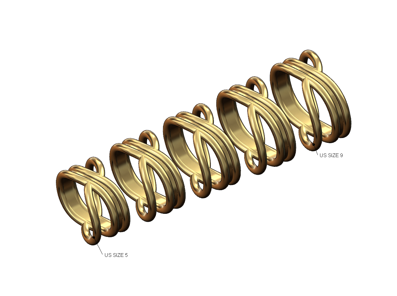 STL file Curved wire fashion band US sizes 5to9 3D print model 💍 ...