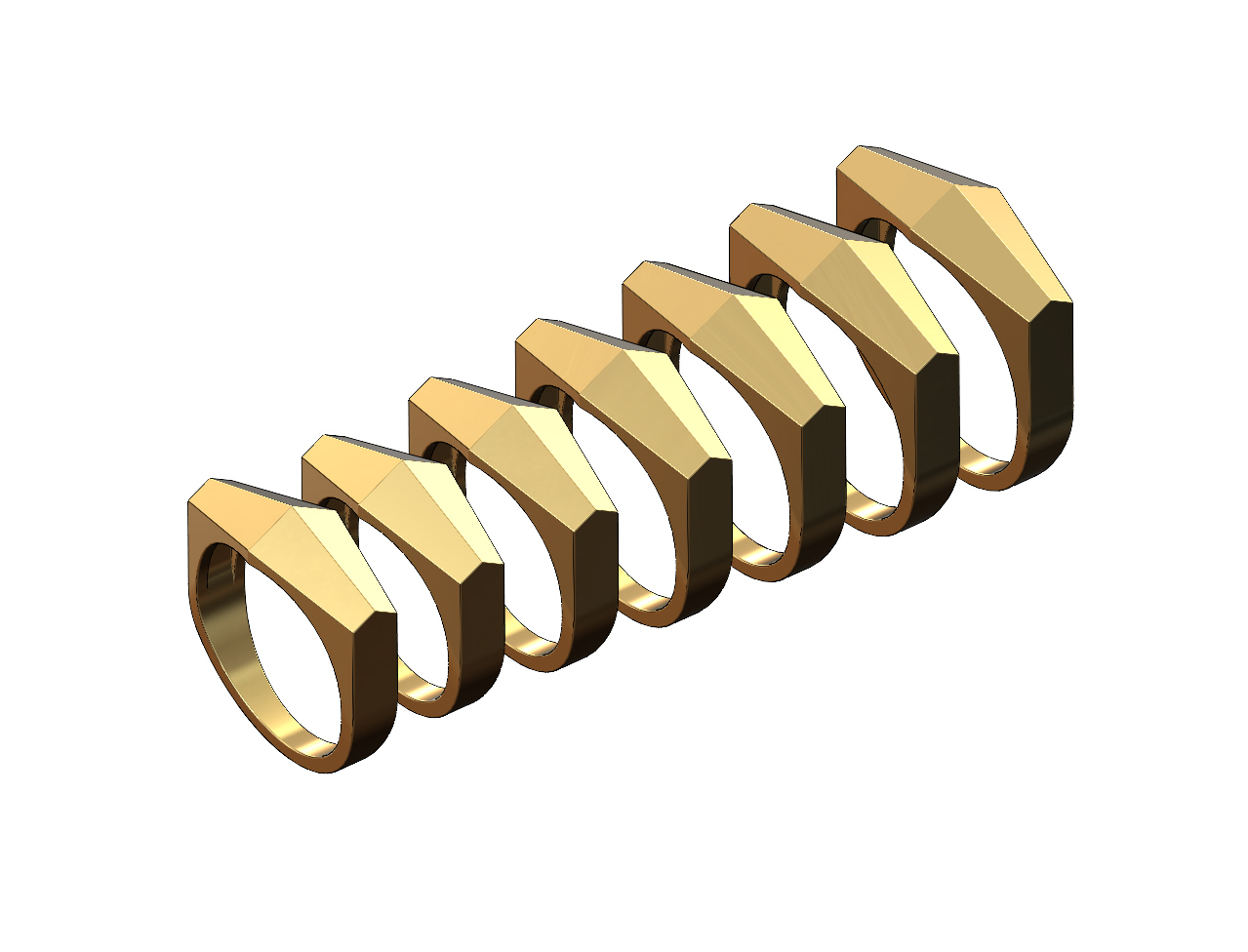 💍 Trapezoidal faceted ring 3D print model・Archivo STL para ・Cults