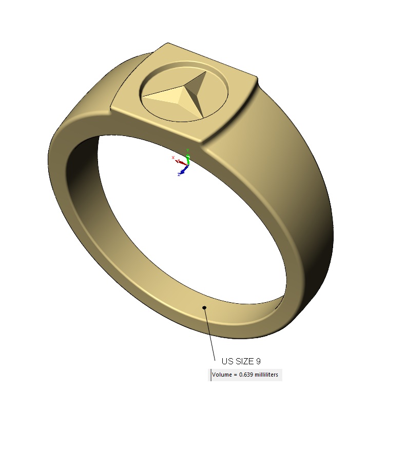 STL file Mercedes benz logo square signet ring US sizes 5to9 3D print ...