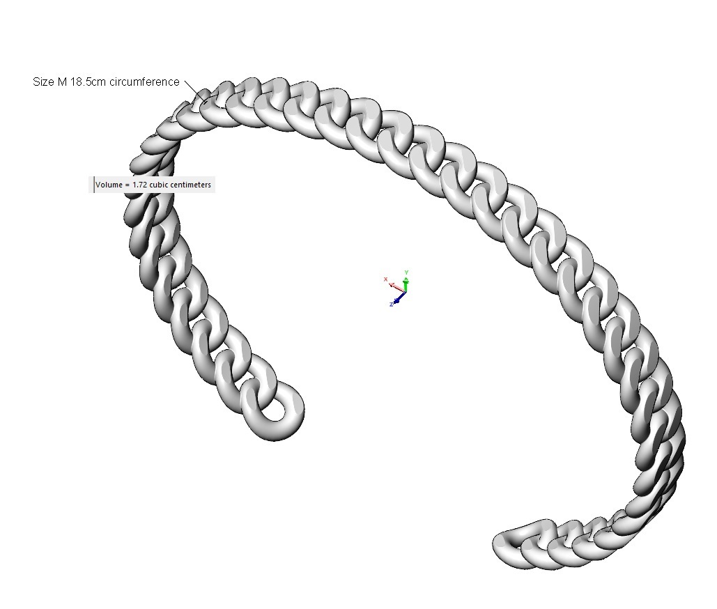 STL file Solid 7mm wide Cuban chain link cuff bracelet 3D print model 🔗 ...