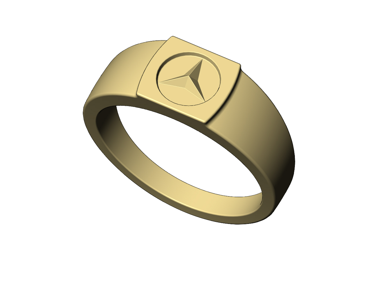 STL file Mercedes benz logo square signet ring US sizes 5to9 3D print ...
