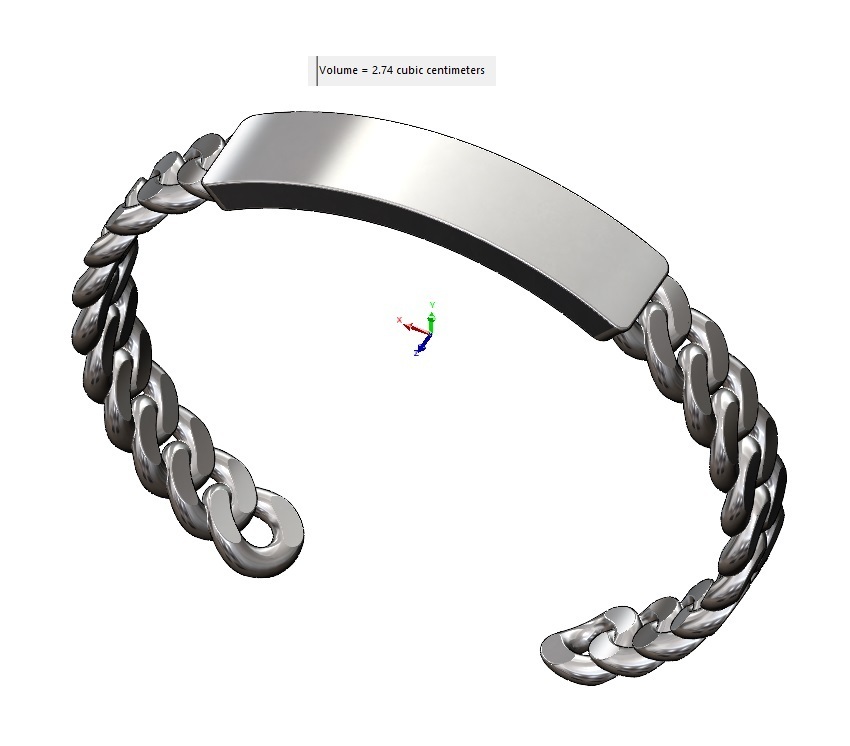 STL file Solid Engravable tag Cuban link chain cuff bracelet 3D print ...