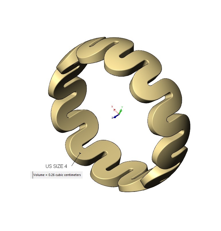 STL file Chunky rounded serpentine pattern band US size 4to13 3D print ...