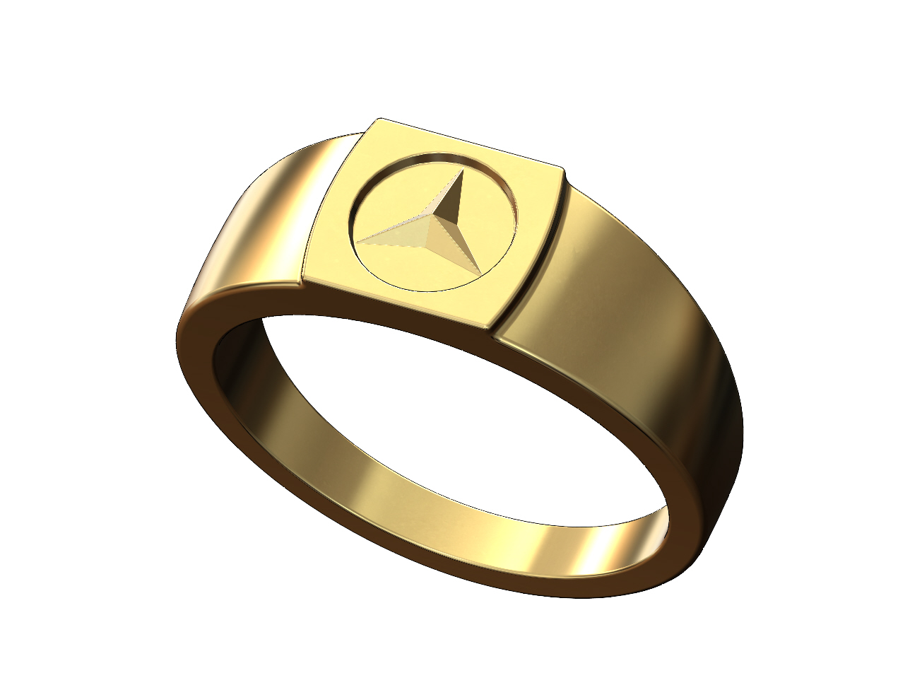STL file Mercedes benz logo square signet ring US sizes 5to9 3D print ...