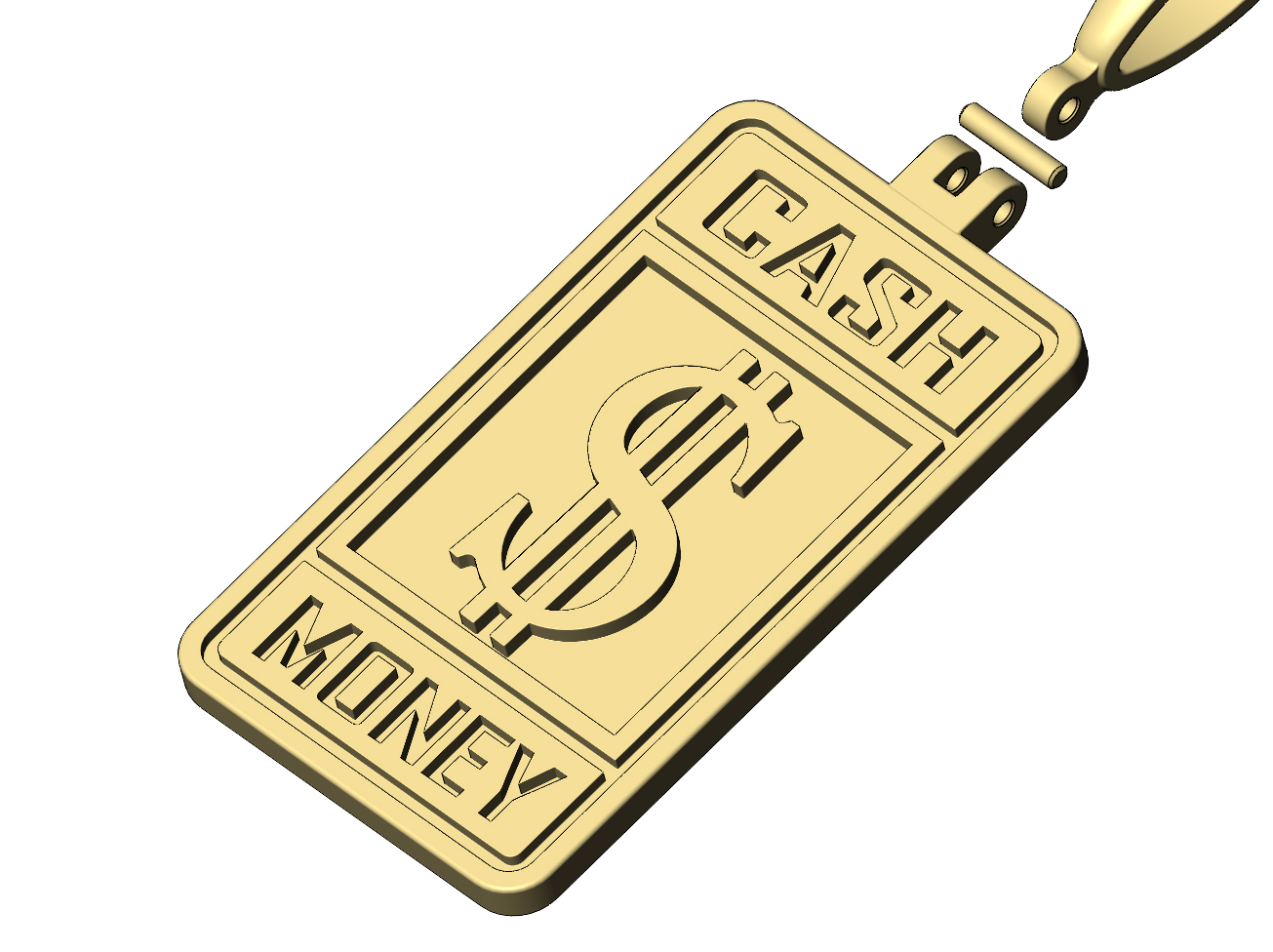 💰 Cash money rectangular pendant with bail 3D print model・ STL File for ...