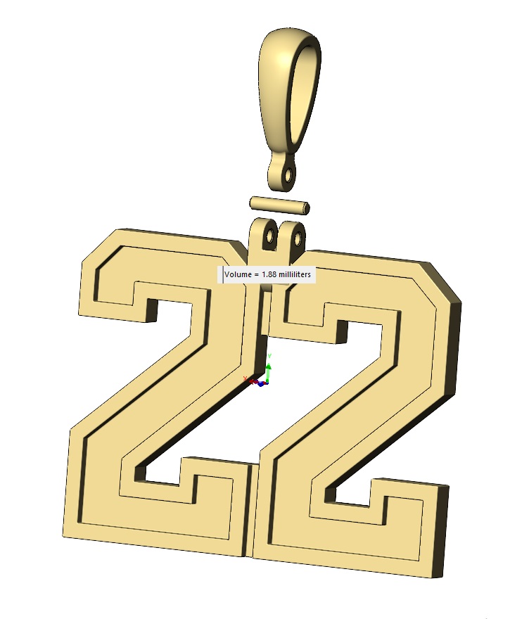 🏀 22 twenty two number pendant with bail 3D print model・ STL File for ...