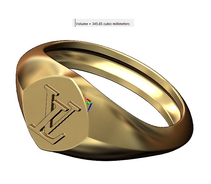 STL file Square Quadrangle Louis Vuitton logo replica signet ring 3D ...