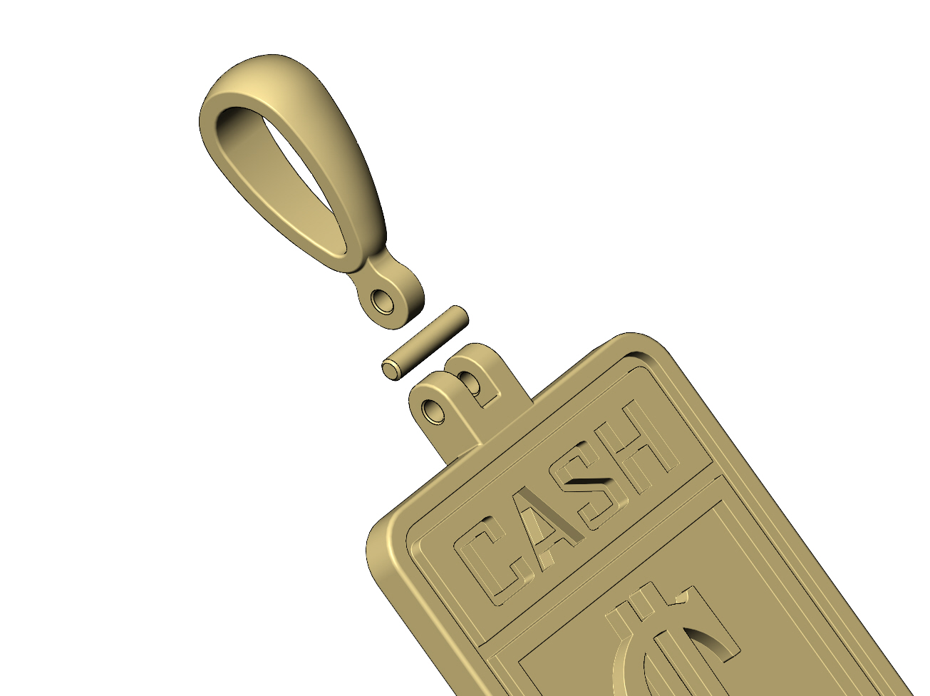 💰 Cash money rectangular pendant with bail 3D print model・ STL File for ...