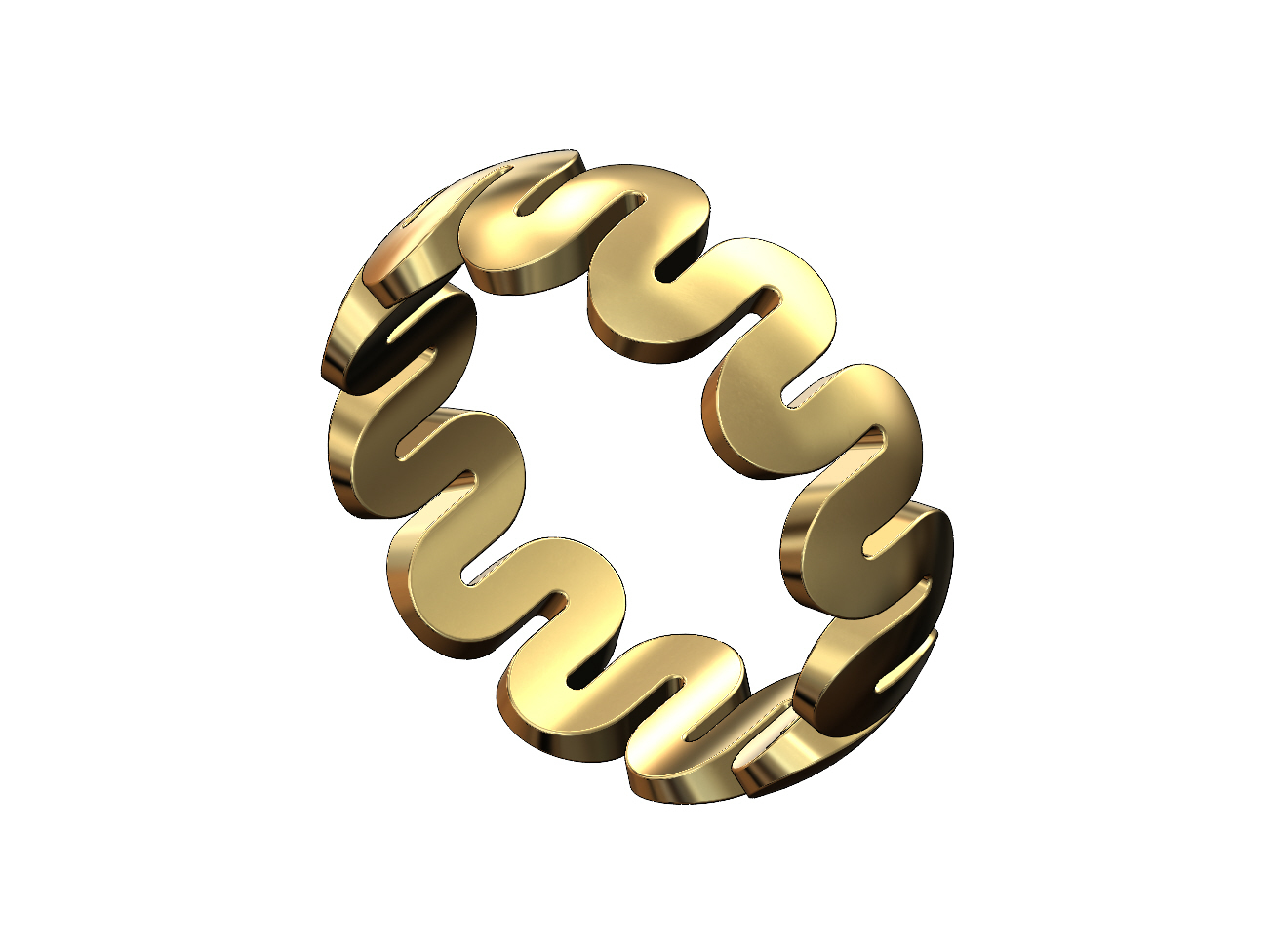 STL file Chunky rounded serpentine pattern band US size 4to13 3D print ...