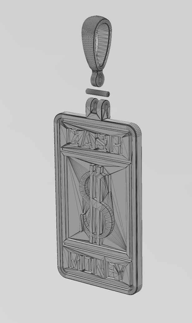 💰 Cash money rectangular pendant with bail 3D print model・ STL File for ...