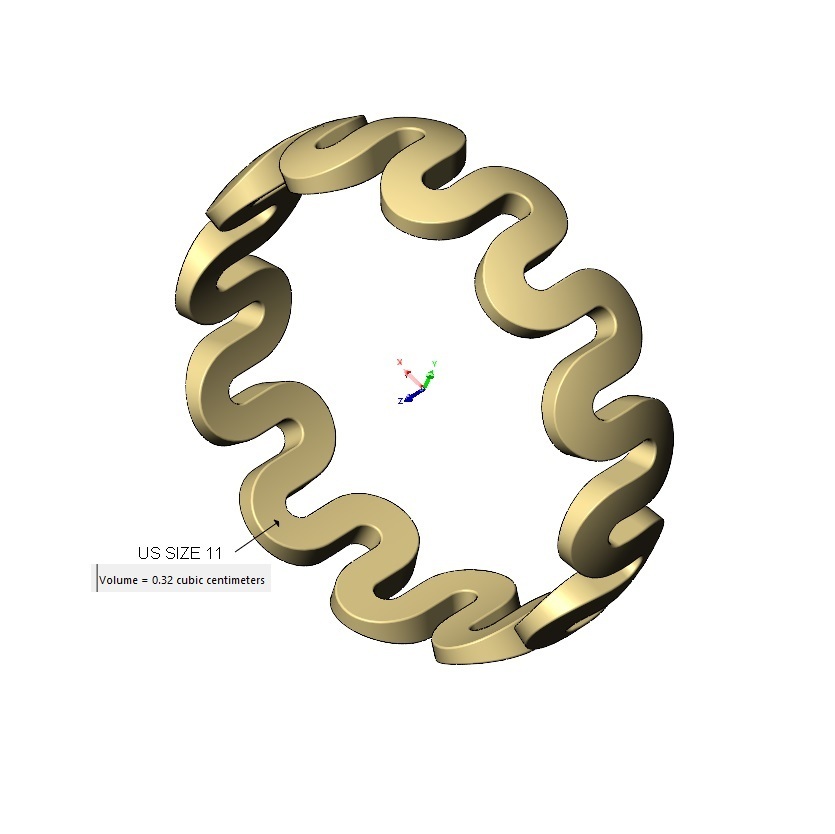 STL file Chunky rounded serpentine pattern band US size 4to13 3D print ...