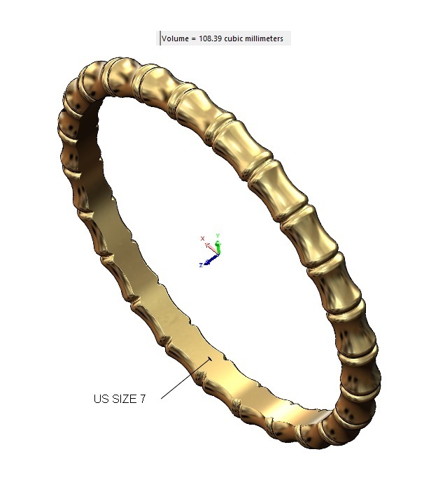 💍 Bamboo pattern replica stackable band 3D print model・ STL File for ・Cults