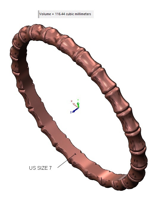 💍 Bamboo pattern replica stackable band 3D print model・ STL File for ・Cults