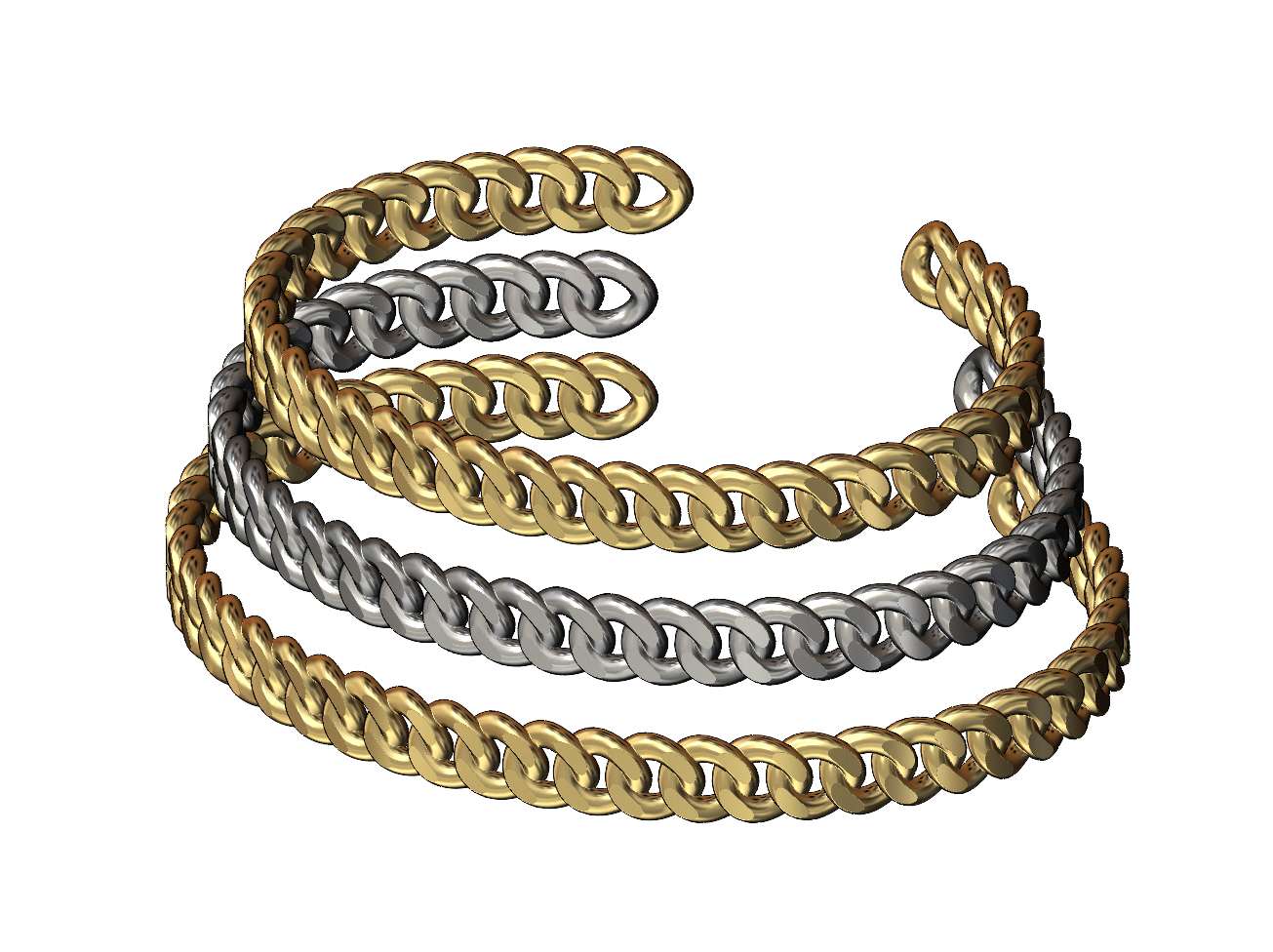 STL file Solid 7mm wide Cuban chain link cuff bracelet 3D print model 🔗 ...
