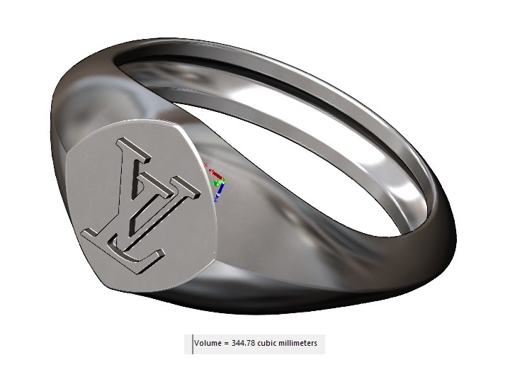 STL file Square Quadrangle Louis Vuitton logo replica signet ring 3D ...