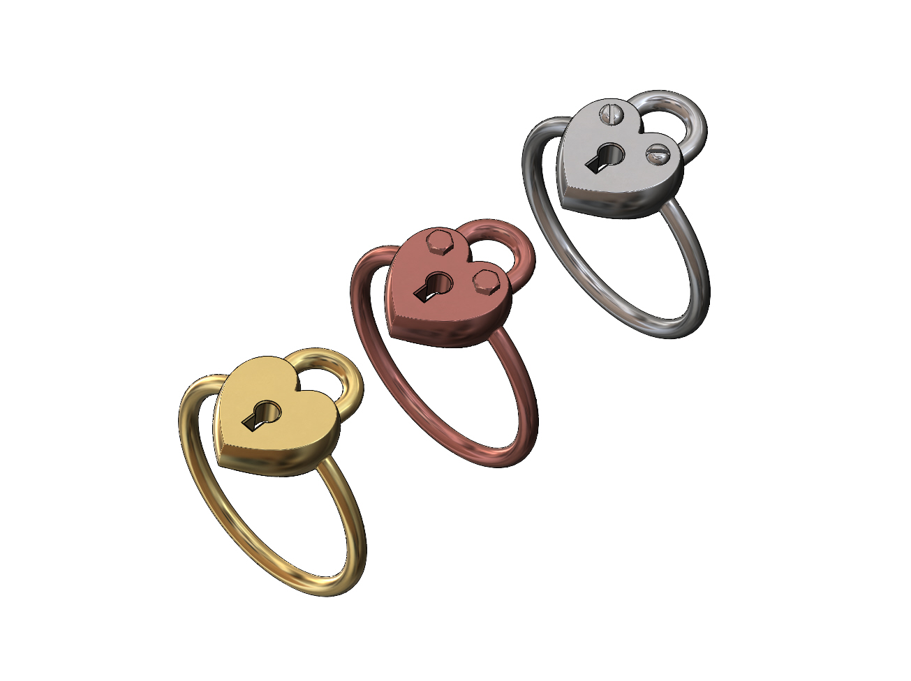 STL file Heart shaped lock bands US sizes 6 7 8 3D print model 💜 (3MF ...