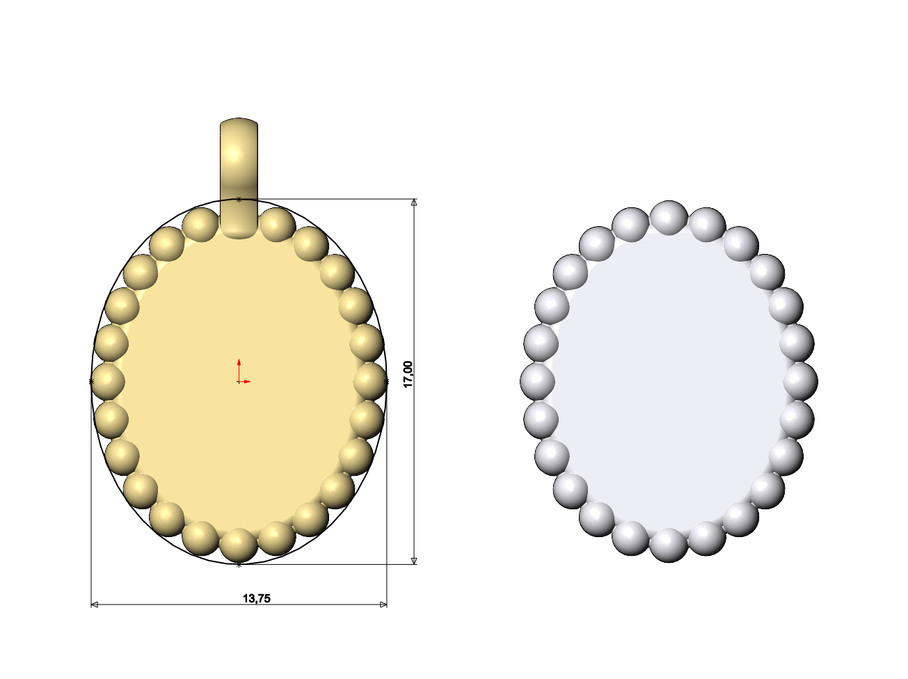 STL file Round and ovale engravable pendants with bead pattern halo 3D ...