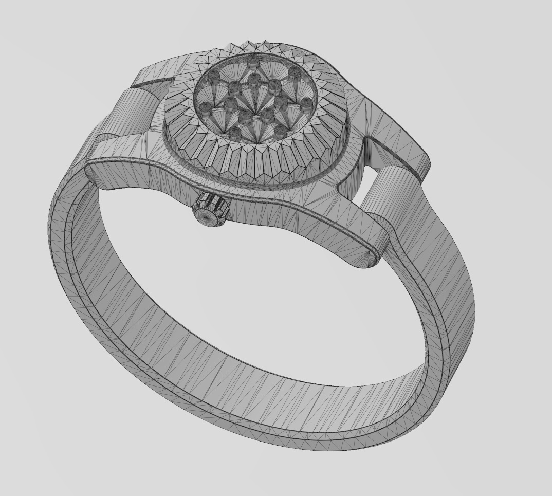 STL file Diamond cluster watch ring US sizes 5to9 3D print model 💎 ・3D ...