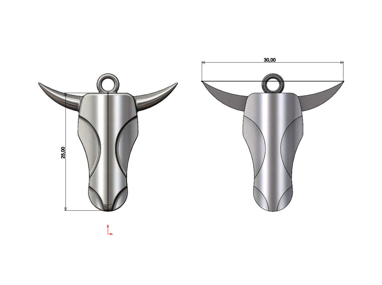 🐂 Colgante de cabeza de toro minimalista Modelo de impresión en 3D ...