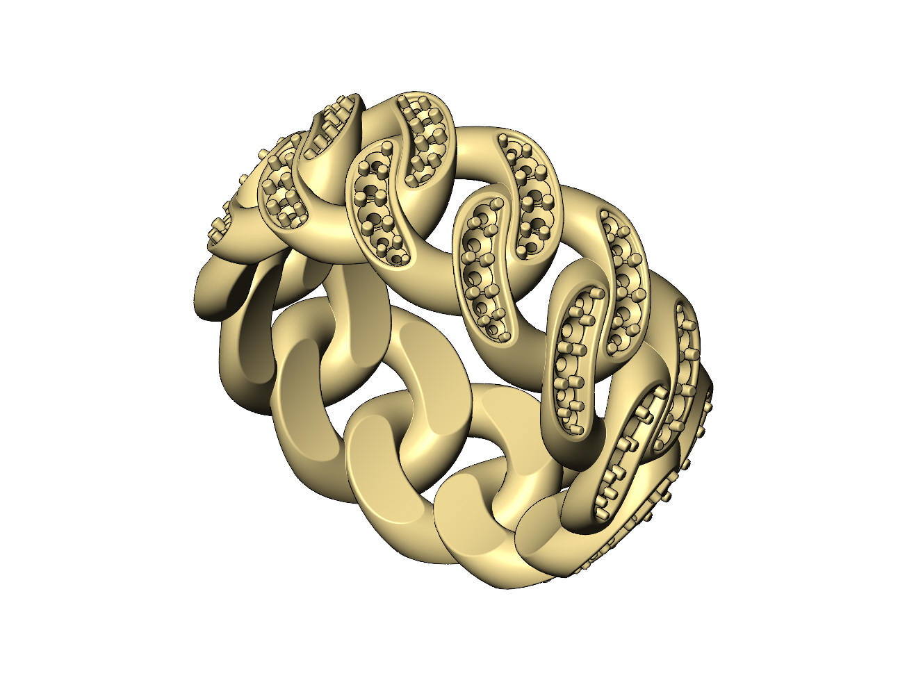 STL file Chunky 10mm wide diamond cuban link band US size 9 3D print ...