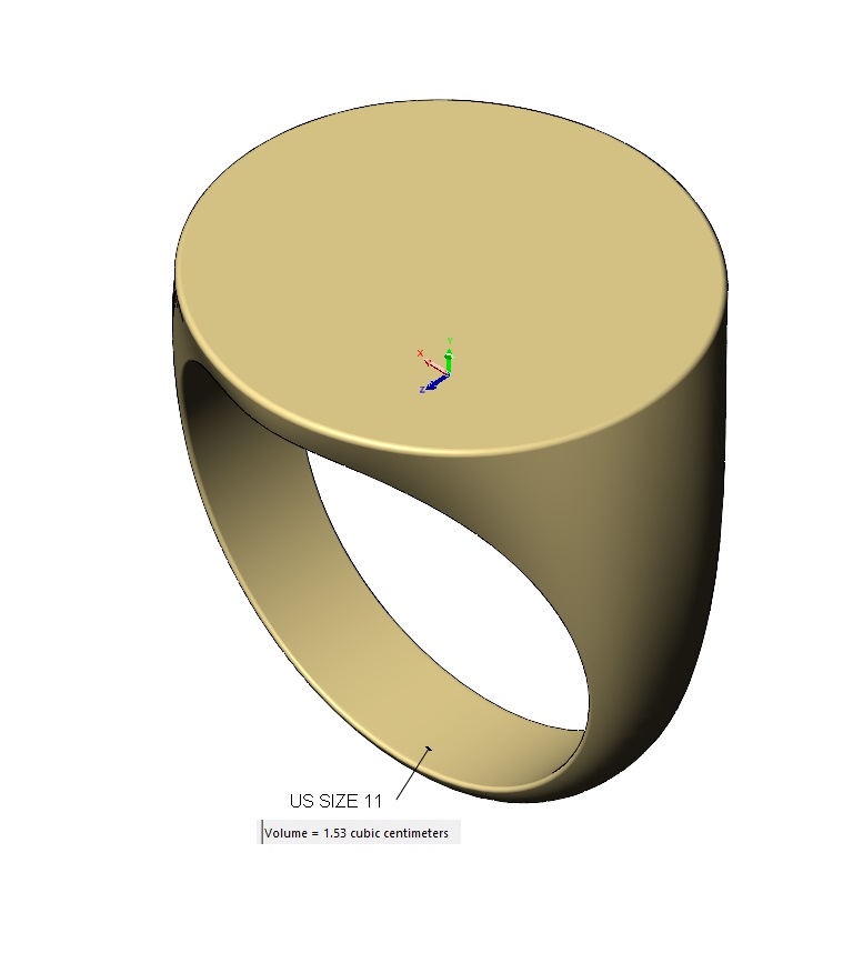STL file Large 21mm round large signet ring US sizes 7 to 11 3D print ...