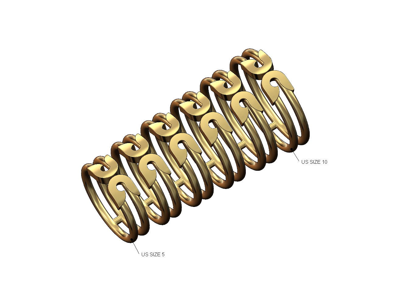 STL file Safety pin shaped wire ring US sizes 5to10 3D print model 🦺 ...