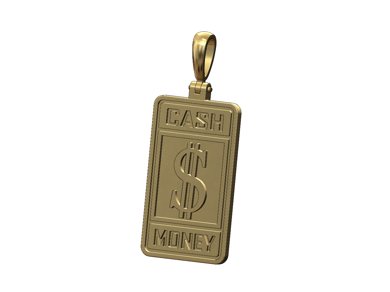 💰 Cash money rectangular pendant with bail 3D print model・ STL File for ...