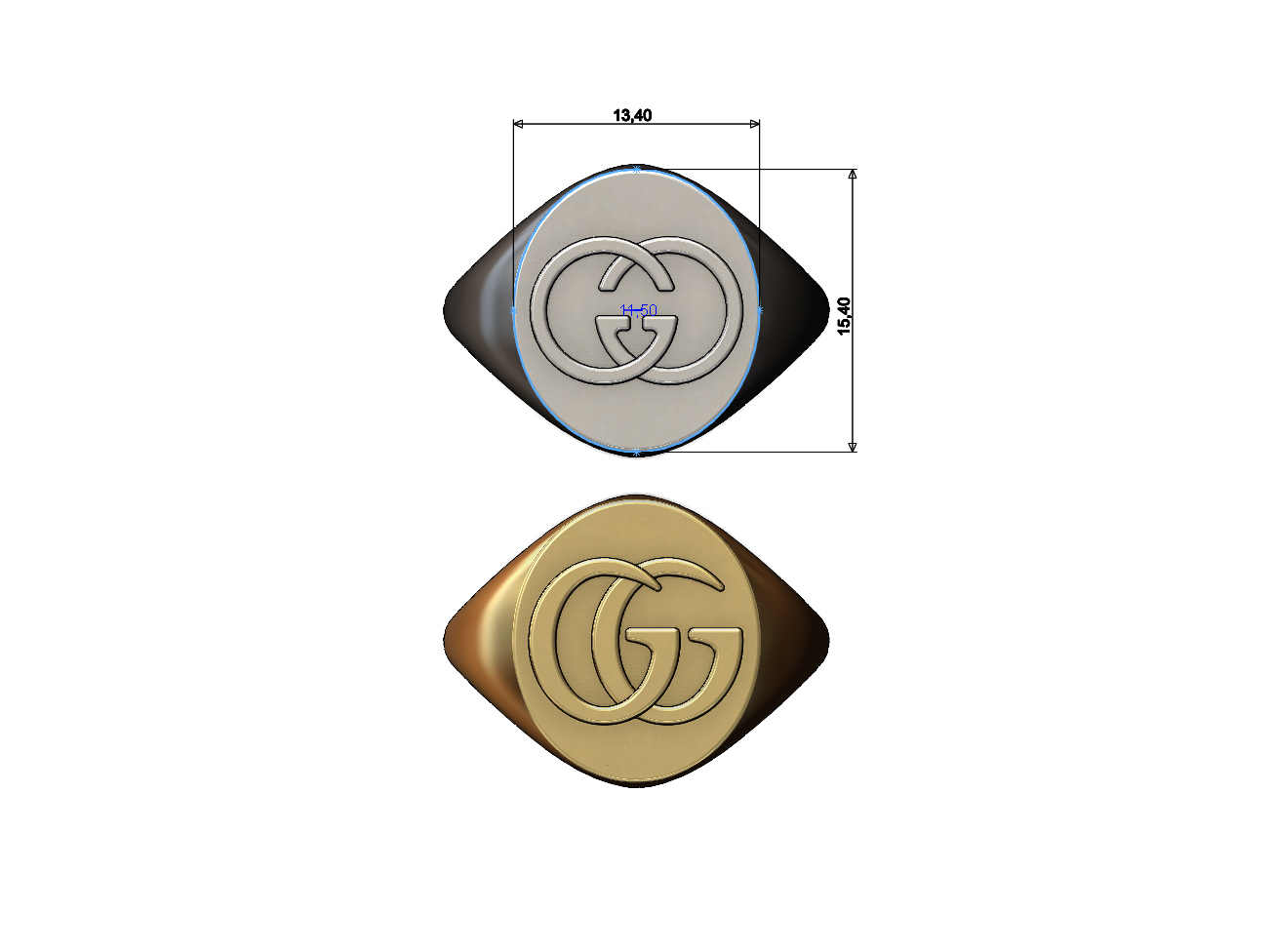STL file Oval Gucci GG signet ring 3D print model 💍 (3MF and STEP ...