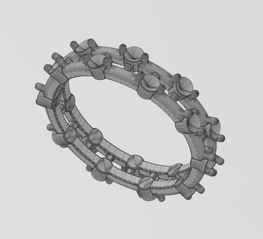 STL file Double row dainty diamond eternity ring US sizes 5to8 3D print ...