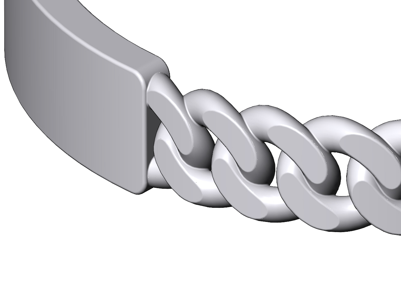 🔗 Solid Engravable tag Cuban link chain cuff bracelet 3D print model ...