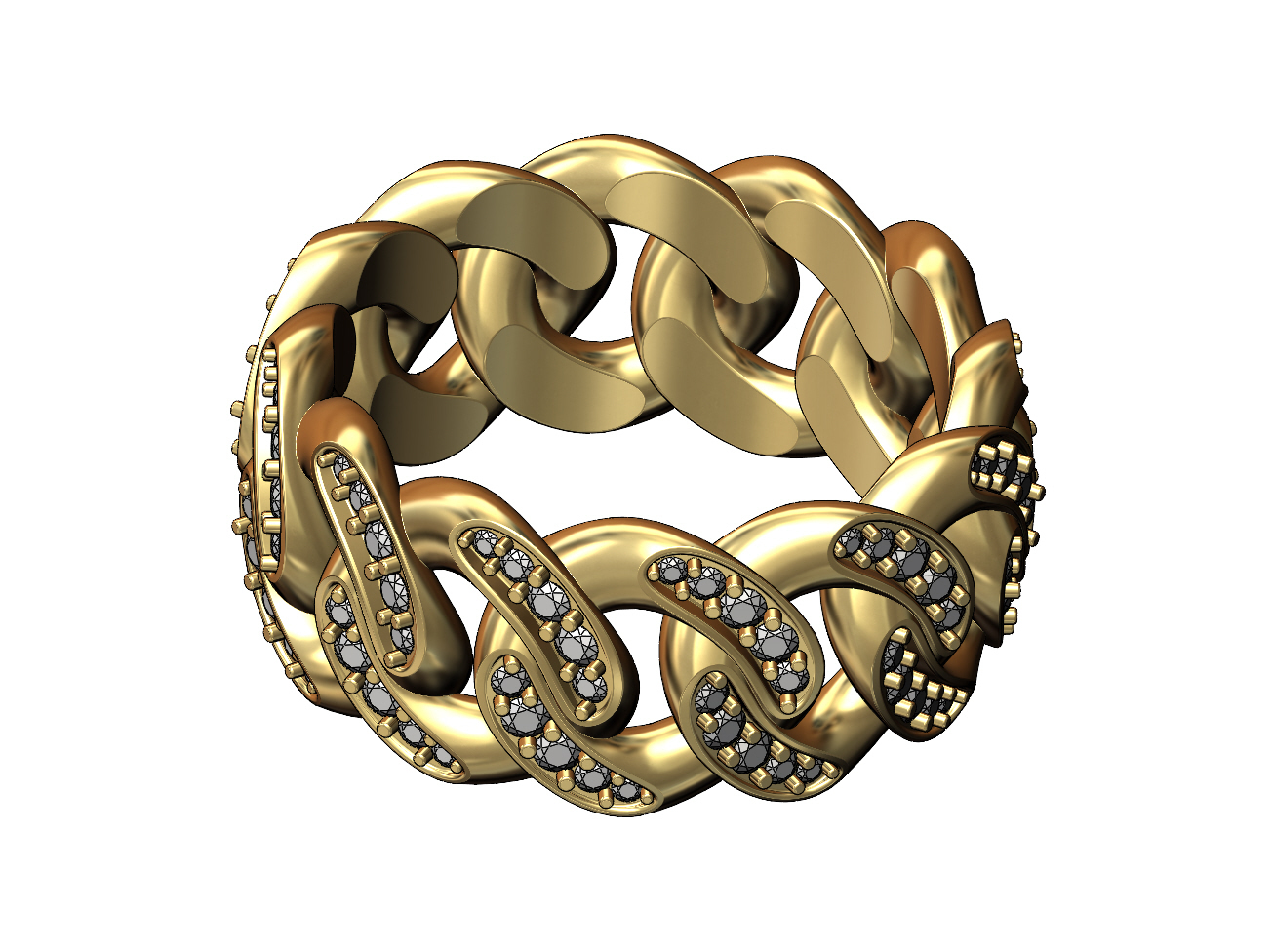 STL file Chunky 10mm wide diamond cuban link band US size 9 3D print ...