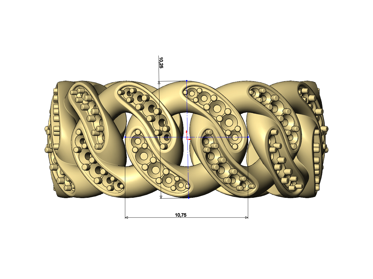 STL file Chunky 10mm wide diamond cuban link band US size 9 3D print ...