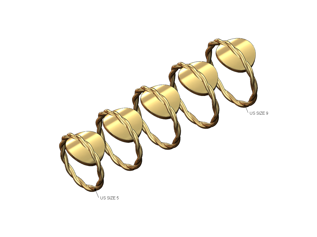 Файл STL Braided rope coin ring US sizes 5to9 3D print model 🪙 ・Модель ...