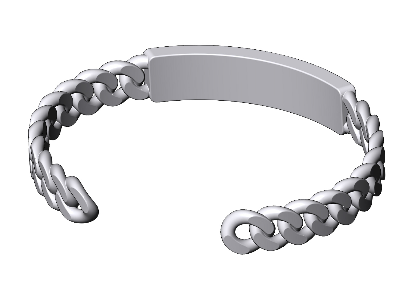 STL file Solid Engravable tag Cuban link chain cuff bracelet 3D print ...